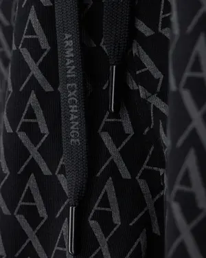 Armani Exchange French Terry Shorts With An All-over Pattern Essential - Black