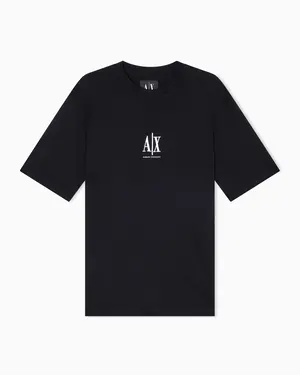 Armani Exchange Regular Fit Cotton Jersey T-shirt With A Logo Icon - Black