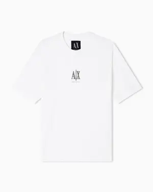 Armani Exchange Regular Fit Cotton Jersey T-shirt With A Logo Icon - White