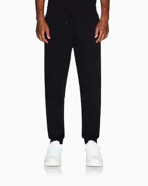 Armani Exchange Bonded Stretch Cotton Joggers With Ribbed Cuffs Icon - Black