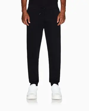 Armani Exchange Bonded Stretch Cotton Joggers With Ribbed Cuffs Icon - Black