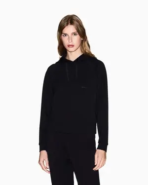 Armani Exchange Hoodie In Stretch Viscose Scuba With Drawstring Icon