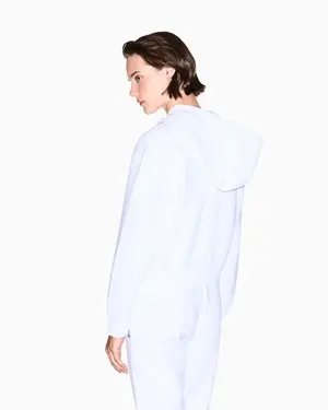 Armani Exchange Full-zip Hoodie With Embroidered Logo - White