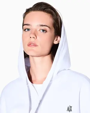 Armani Exchange Full-zip Hoodie With Embroidered Logo - White