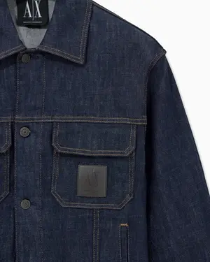 Armani Exchange Denim Jacket In Stretch Cotton Twill With Flap Pockets Icon
