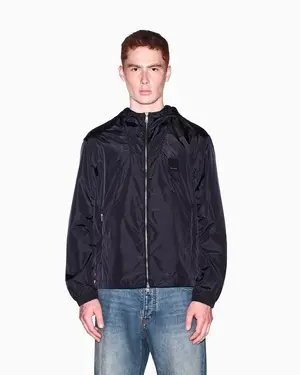 Armani Exchange Hooded Nylon Windbreaker Icon With A Zip And Logo Patch