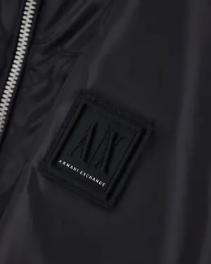 Armani Exchange Hooded Nylon Windbreaker Icon With A Zip And Logo Patch