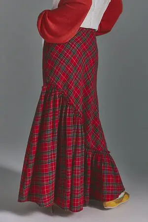 Free People Emberwood Plaid Flannel Maxi Skirt