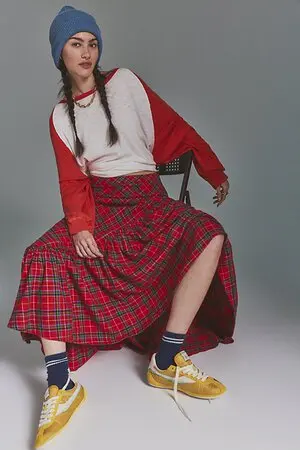 Free People Emberwood Plaid Flannel Maxi Skirt
