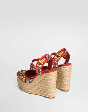 Dolce & Gabbana Carretto-print" Brocade Wedge Sandals