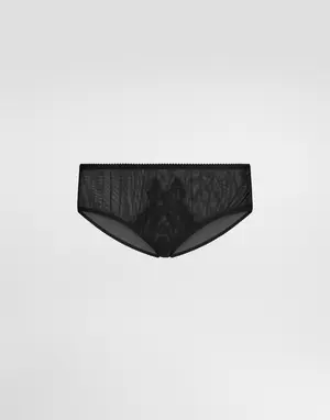 Dolce & Gabbana Tulle Briefs With Lace Inlay Underwear - Black