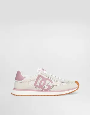 Dolce & Gabbana Dg Cushion Sneakers In Lace And Fabric Sneakers Pink - Multicolor