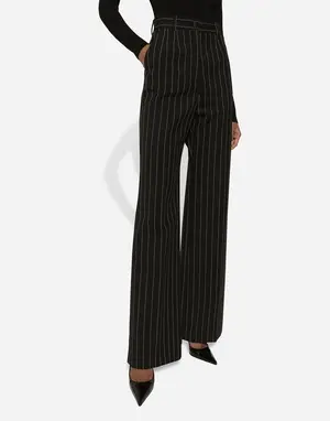 Dolce & Gabbana Flared Pinstripe Wool Pants Pants And Shorts
