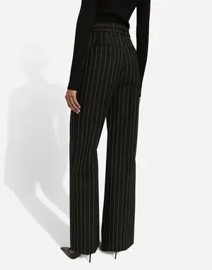 Dolce & Gabbana Flared Pinstripe Wool Pants Pants And Shorts