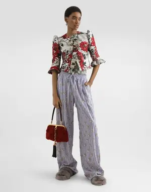 Dolce & Gabbana Single-breasted Floral Jacket With Ruffles Collection Multi-colored