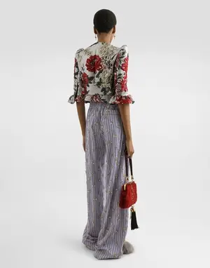 Dolce & Gabbana Single-breasted Floral Jacket With Ruffles Collection Multi-colored