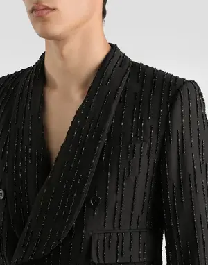 Dolce & Gabbana Double-breasted Sicilia Jacket In Embroidered Virgin Wool Suits And Blazers Multi-colored - Multicolor