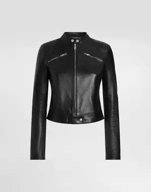 Dolce & Gabbana Leather Biker Jacket Coats And Jackets - Black