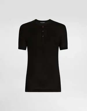 Dolce & Gabbana Silk Serafino T-shirt� T-shirts And Polos - Black