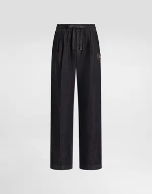 Dolce & Gabbana Denim Joggers With Patch Denim Multi-colored - Multicolor