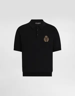Dolce & Gabbana Cotton Polo-shirt With Heraldic Patch Sweaters And Cardigans