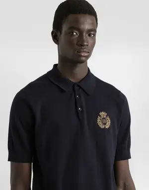 Dolce & Gabbana Cotton Polo-shirt With Heraldic Patch Sweaters And Cardigans