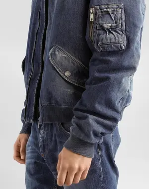Dolce & Gabbana Denim Bomber Jacket Denim Multi-colored