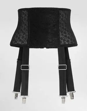 Dolce & Gabbana Stretch Marquisette Corset Belt With Garters Belts - Black