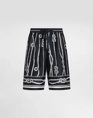 Dolce & Gabbana Marina-print Silk Twill Vanity Bermuda Shorts Pants And Shorts - Multicolor