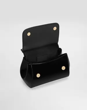 Dolce & Gabbana Mini Sicily Bag In Patent Leather - Black