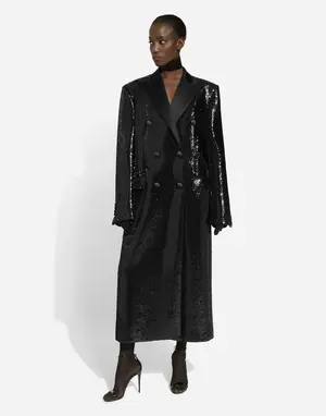 Dolce & Gabbana Micro-sequined Double-breasted Coat Coats And Jackets Scuba