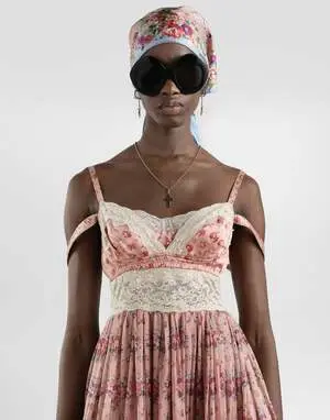 Dolce & Gabbana Floral Print Chiffon Midi Dress