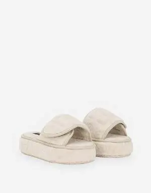 Dolce & Gabbana Terry Cotton Plateau Slippes Platform Slip-ons