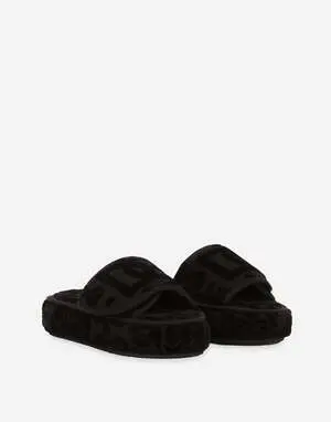 Dolce & Gabbana Terry Cotton Jacquard Platform Sliders