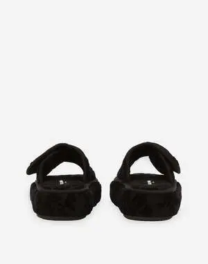Dolce & Gabbana Terry Cotton Jacquard Platform Sliders