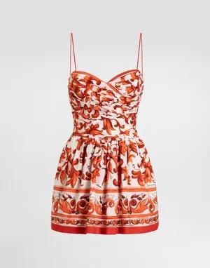 Dolce & Gabbana Majolica-print Charmeuse Mini Dress - Multicolor