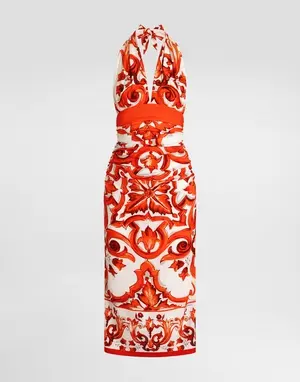 Dolce & Gabbana Majolica-print Charmeuse Mini Dress - Multicolor