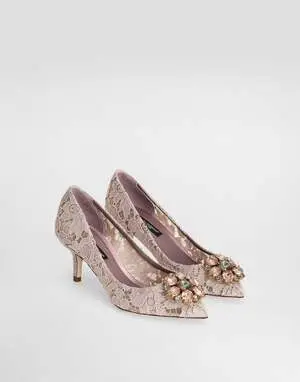 Dolce & Gabbana Lace Pumps With Brooch Detailing - Blush
