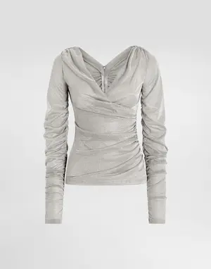 Dolce & Gabbana Lamé Jersey Top Shirts And Tops - Silver