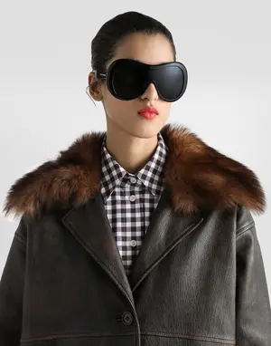 Dolce & Gabbana Leather Jacket With Fur Collar Coats And Jackets