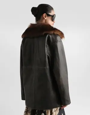 Dolce & Gabbana Leather Jacket With Fur Collar Coats And Jackets