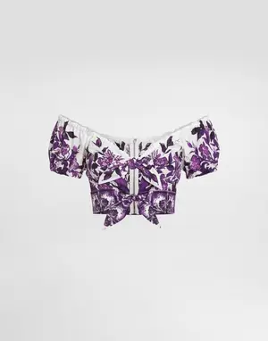 Dolce & Gabbana Majolica-print Poplin Top Shirts And Tops - Multicolor