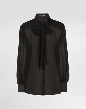 Dolce & Gabbana Silk Chiffon Shirt With Pussy-bow Shirts And Tops Silk - Black