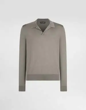 Dolce & Gabbana Silk Polo Shirt Sweaters And Cardigans - Beige