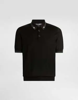 Dolce & Gabbana Silk Polo Shirt Sweaters And Cardigans - Black