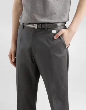 Dolce & Gabbana Tailored Stretch Cotton Gabardine Trousers - Grey
