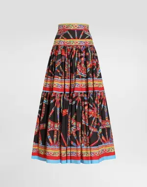 Dolce & Gabbana Carretto-print Poplin Maxi Skirt