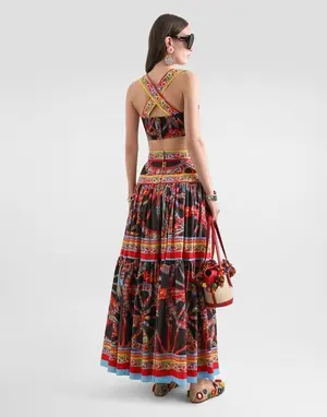 Dolce & Gabbana Carretto-print Poplin Maxi Skirt