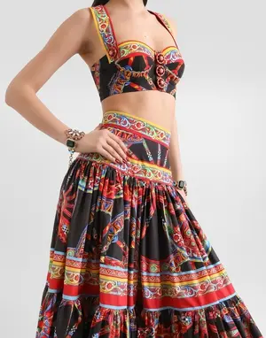 Dolce & Gabbana Carretto-print Poplin Maxi Skirt