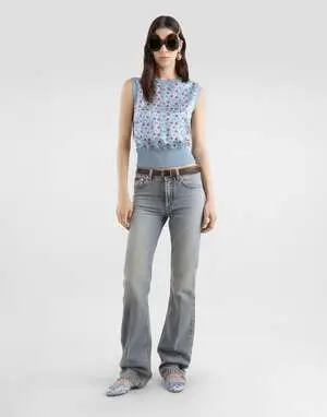 Dolce & Gabbana Small Rose-print Silk Tank Top Sweaters And Cardigans